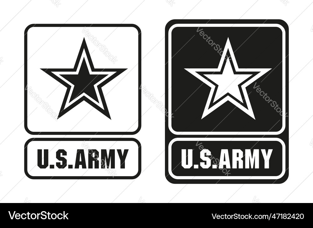 Usarmy and five-pointed star military insignia Vector Image