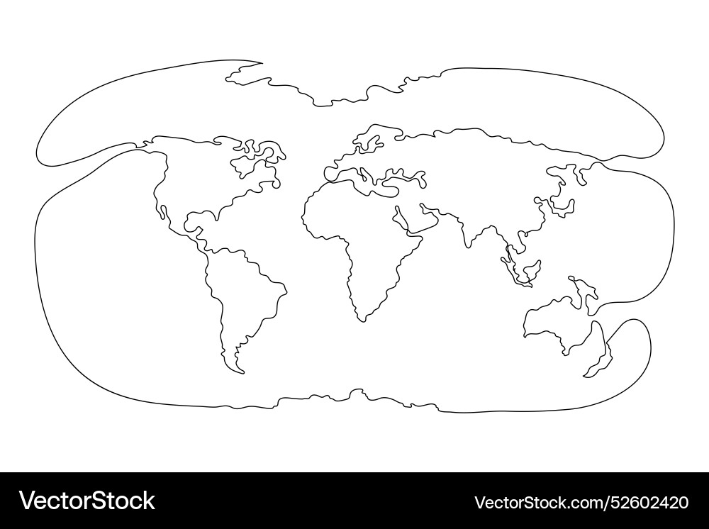 World map line style world map outline isolated Vector Image