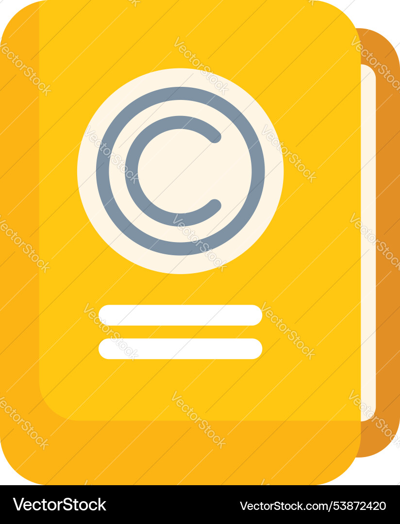 Gelbes Buch mit Copyright Symbol Lizenzfreies Vektorbild