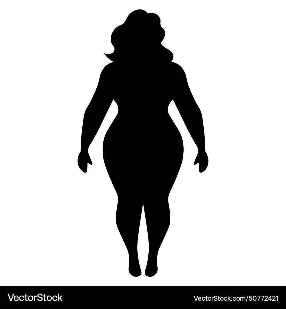 Black curvy woman icon on white background Vector Image
