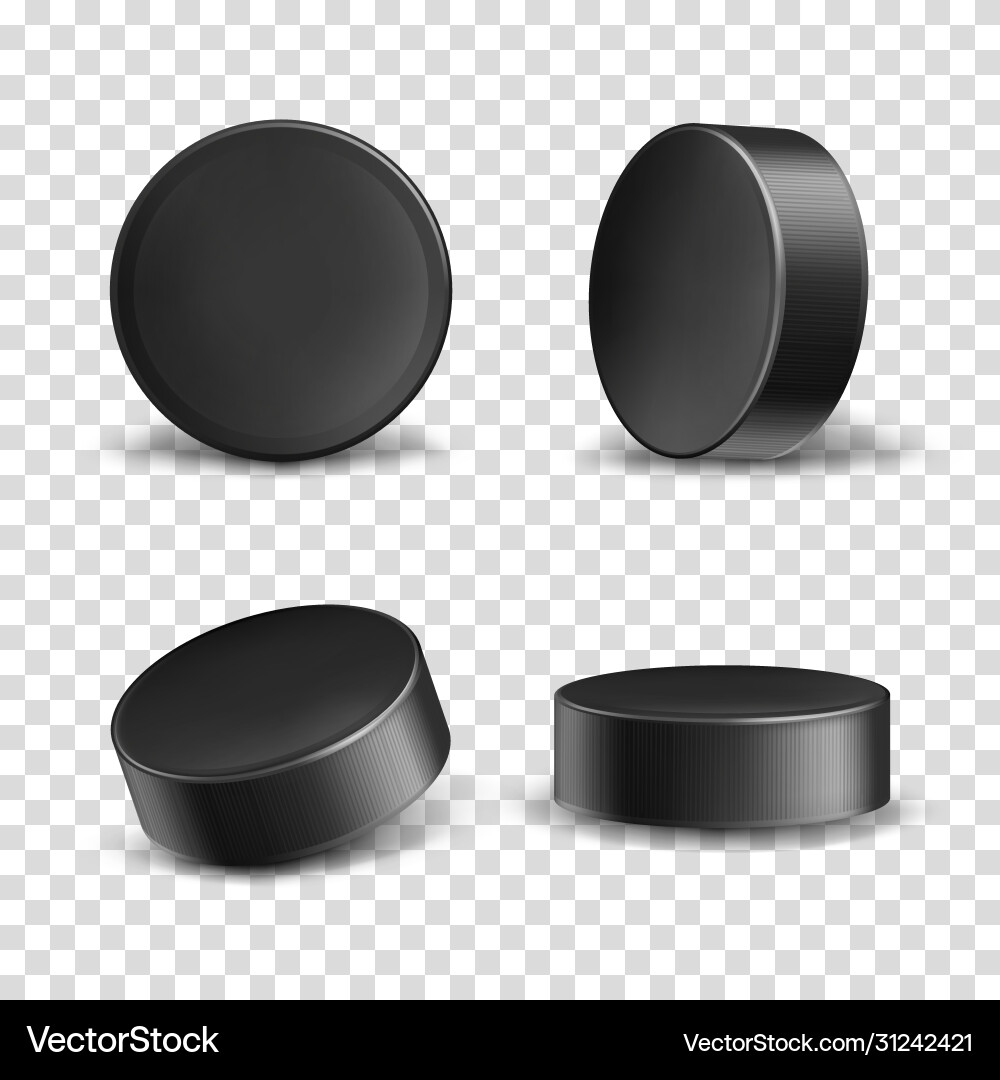 Black rubber pucks for ice hockey Royalty Free Vector Image