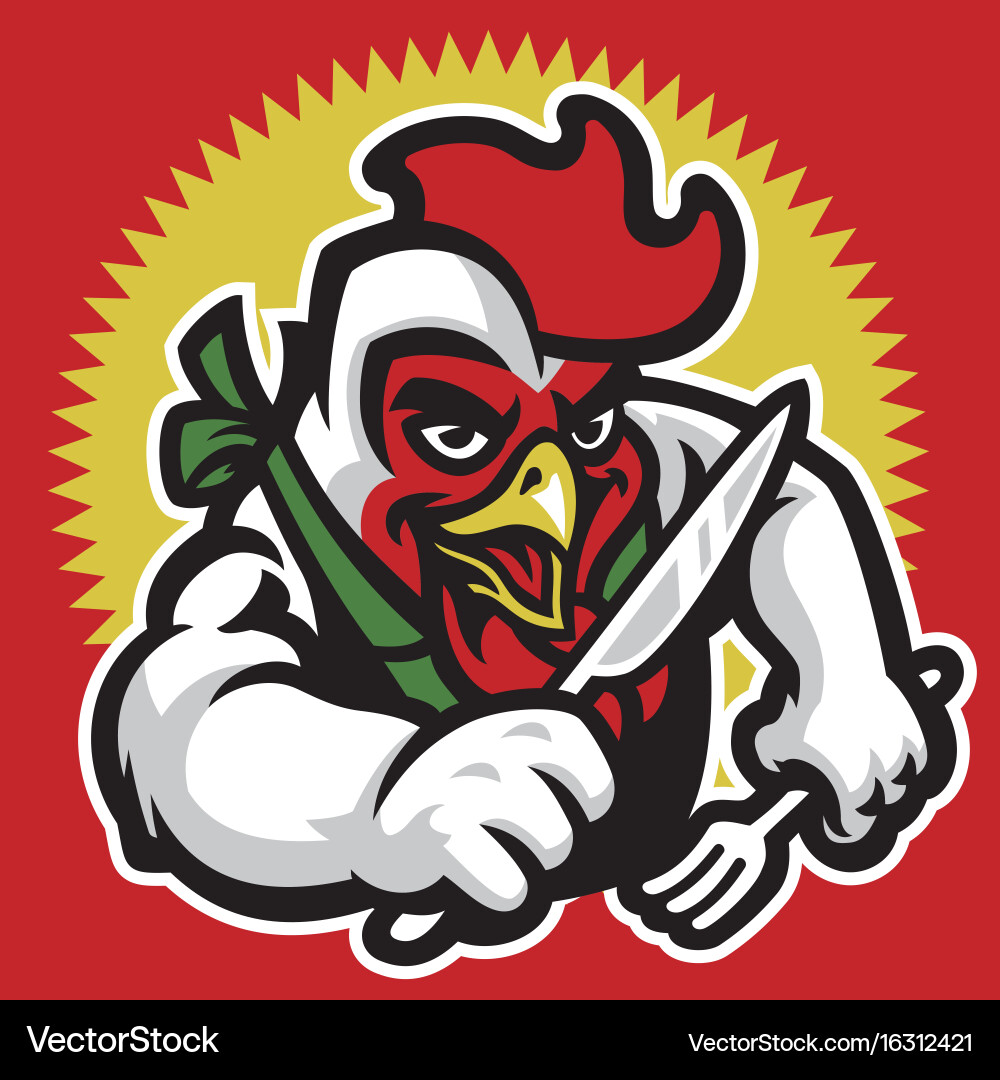 Cartoon Rooster Mascot for Restaurant Royalty Free Vector