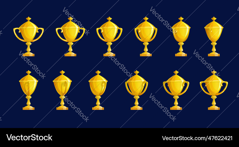 Golden trophy cup sequence animation sprite sheet Vector Image