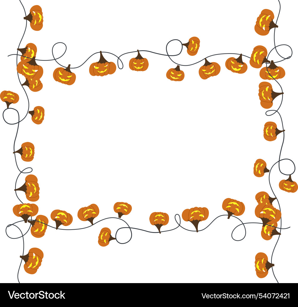 Hand drawn halloween rectangle frame with pumpkins