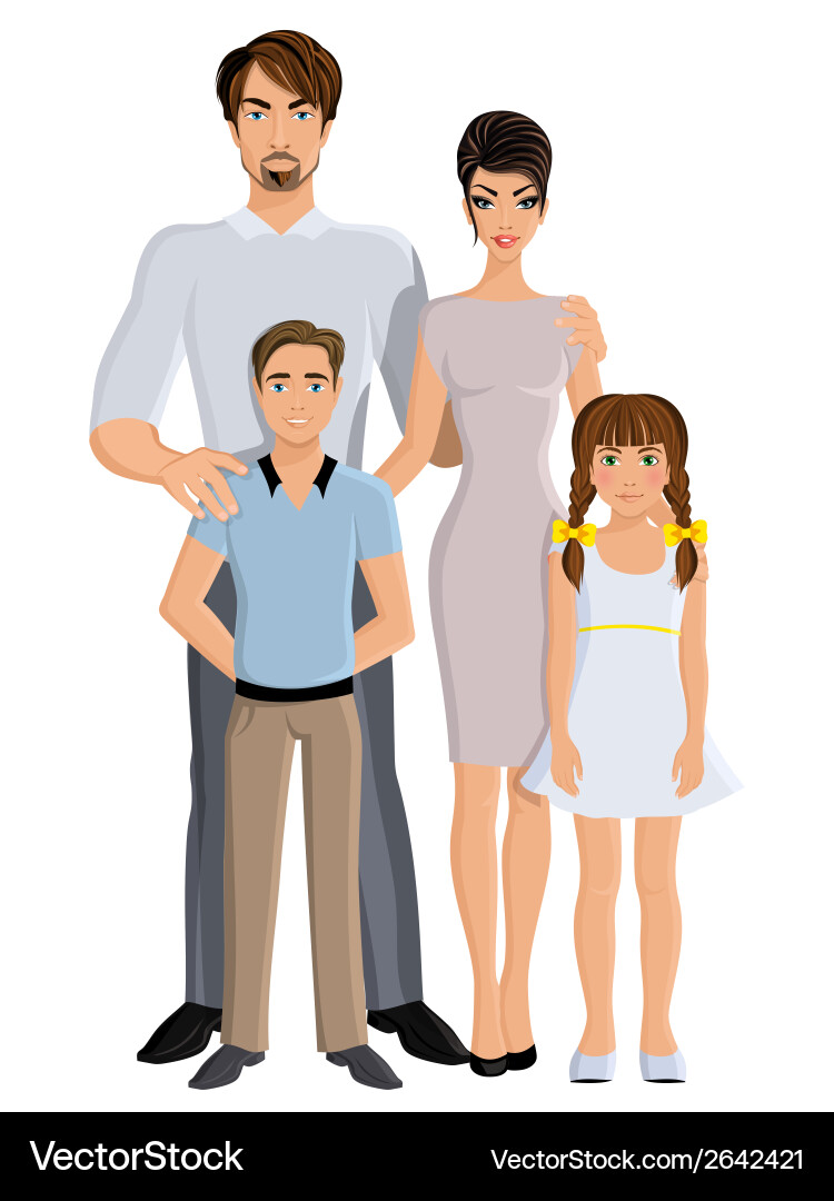 Happy family full length Royalty Free Vector Image