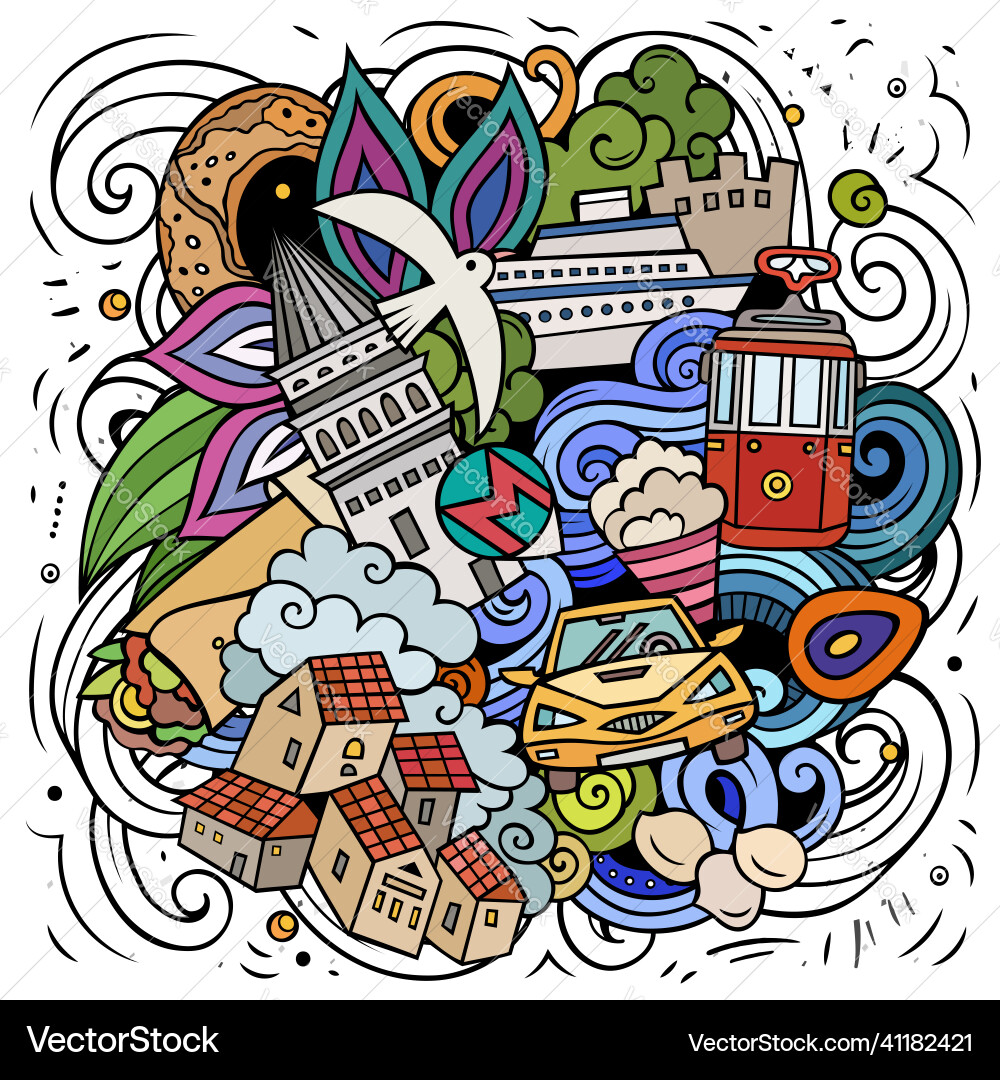 Istanbul cartoon doodle Royalty Free Vector Image