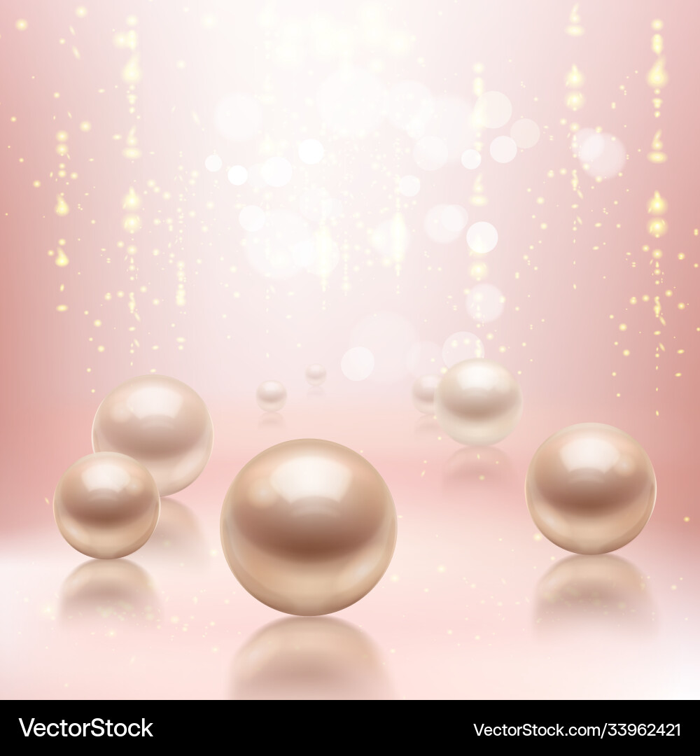 Pearl beads realistic background Royalty Free Vector Image