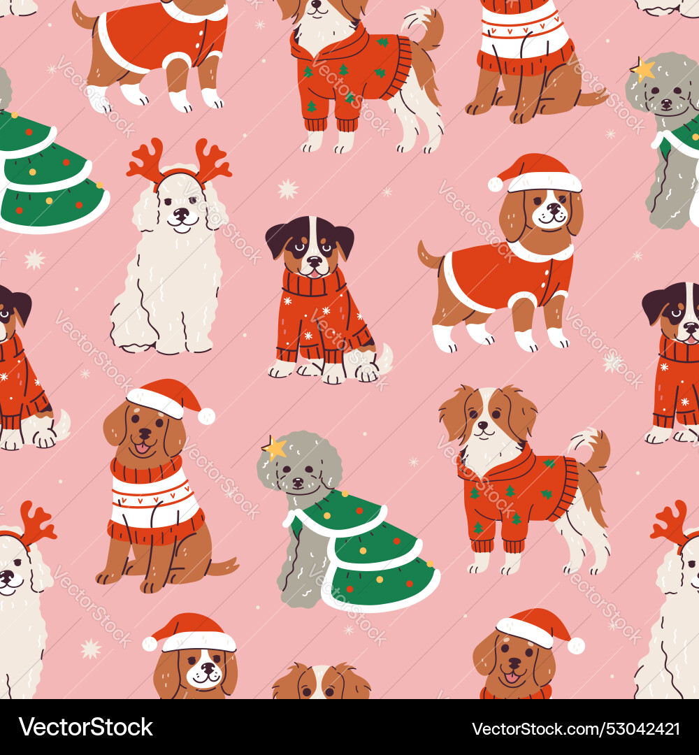 Seamless pattern with cute fashionable dogs Vector Image