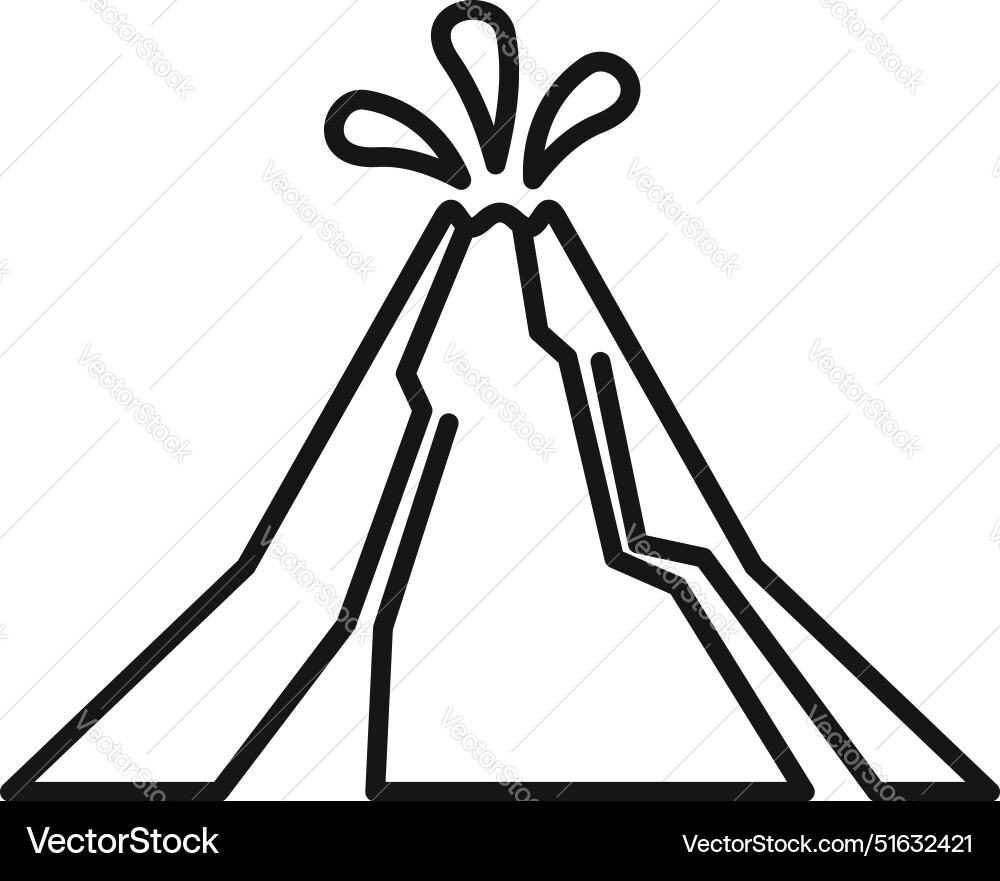 Simple line drawing of an erupting volcano Vector Image