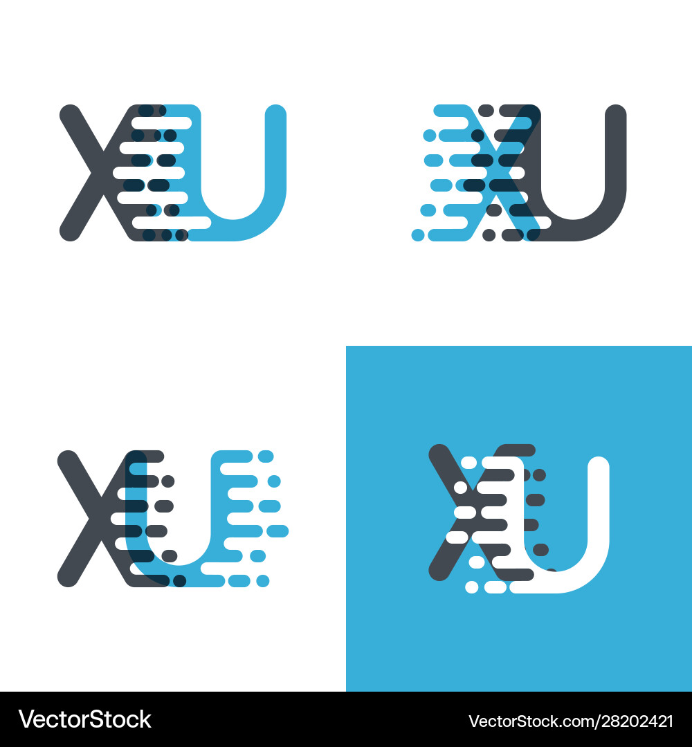 Xu Buchstaben Logo mit Akzent Geschwindigkeit weich blau