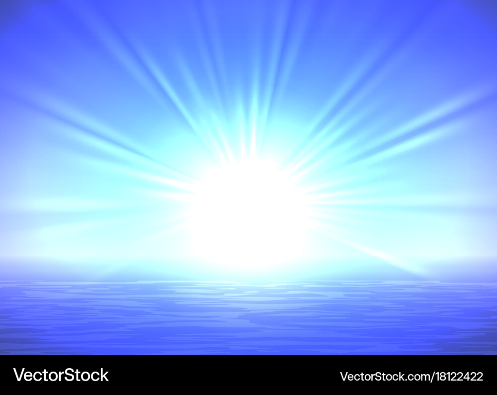 Abstract blue sunrise background Royalty Free Vector Image