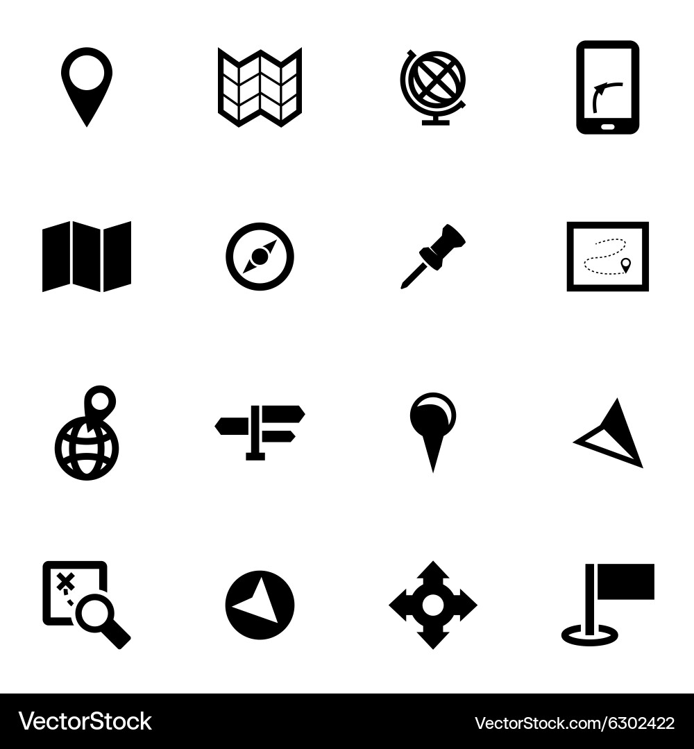 Black map icon set Royalty Free Vector Image - VectorStock