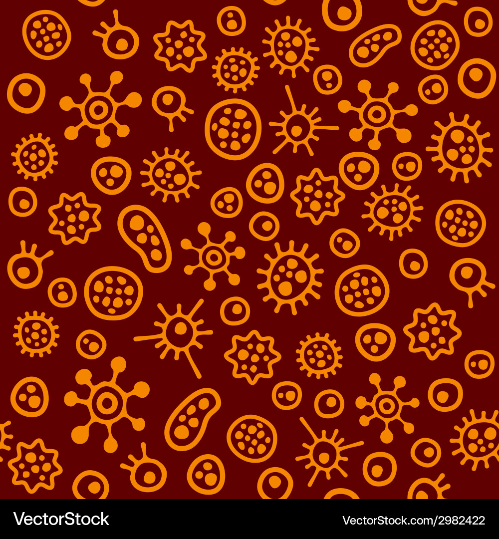 Cartoon bacteria and microbe background seamless Vector Image