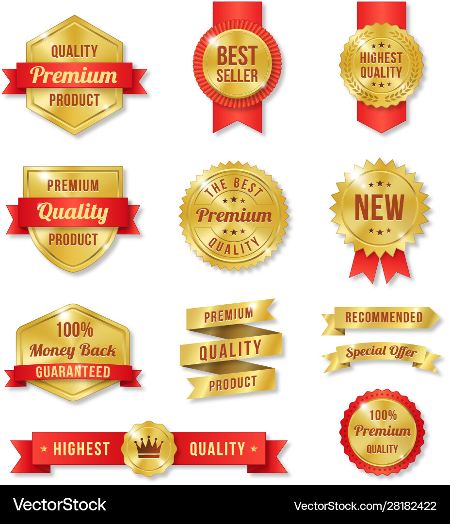 Golden label set2 Royalty Free Vector Image - VectorStock