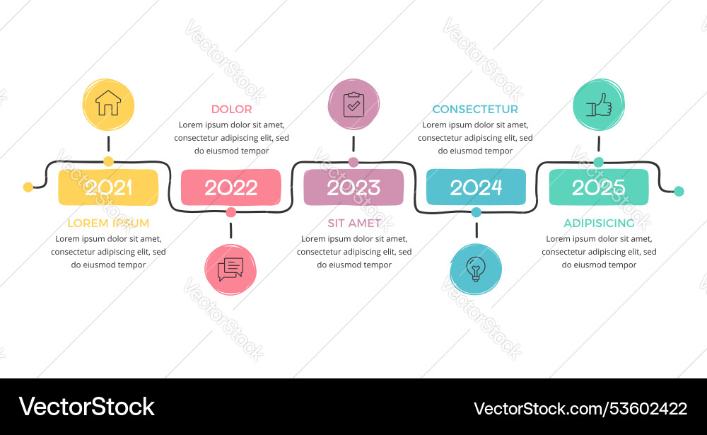 Hand drawn timeline infographics Royalty Free Vector Image