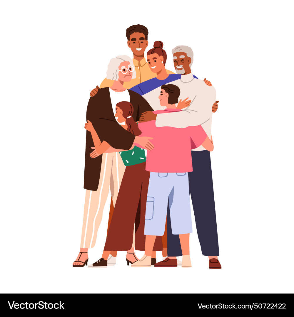 Happy family different generation hugging Vector Image