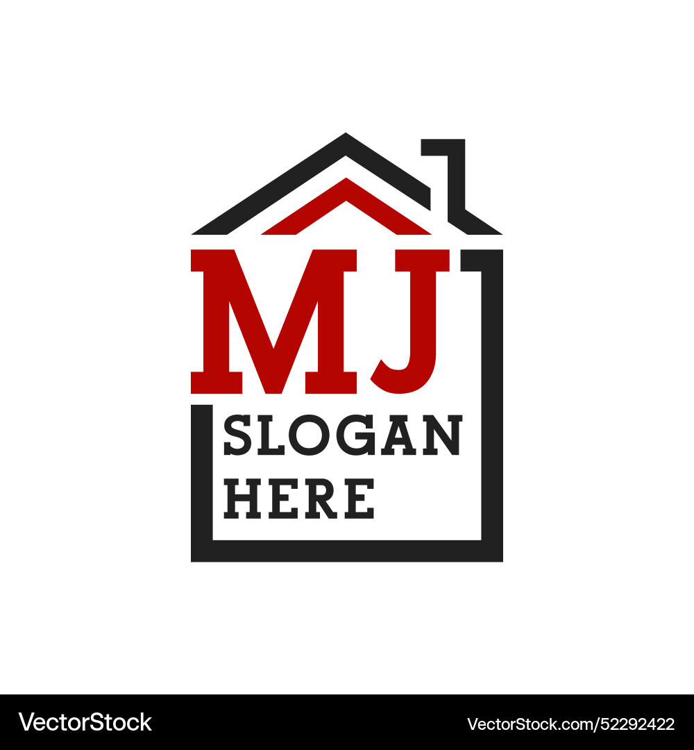 Initial mj house logo for roofing letter mj real Vector Image