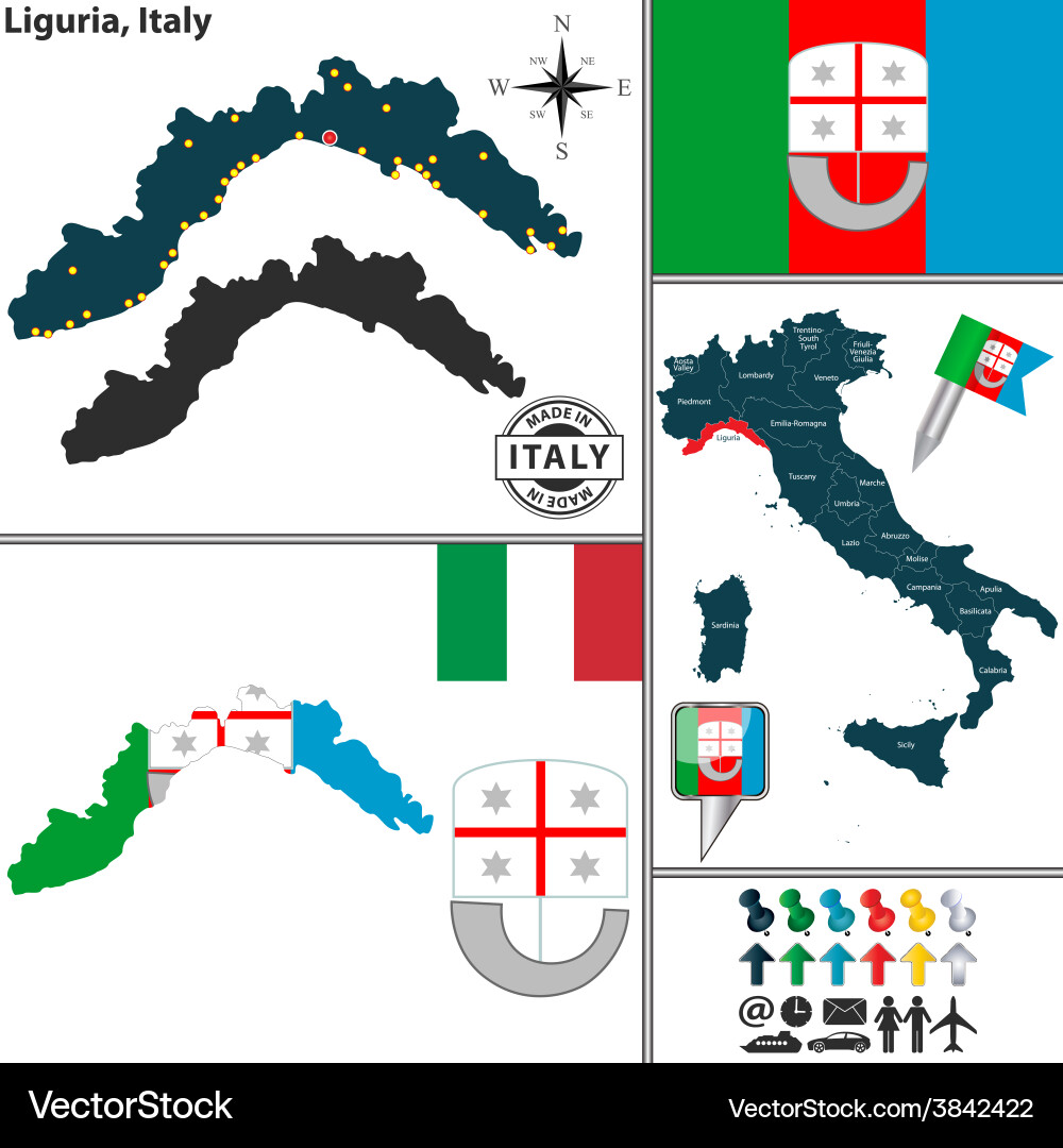 Map of liguria Royalty Free Vector Image - VectorStock