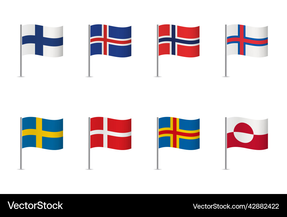 Nordic council countries and territories flags Vector Image