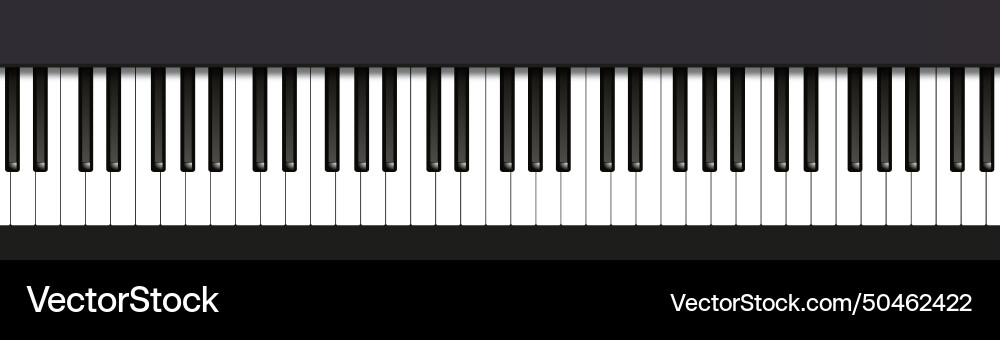 Piano keyboard top view realistic keys Royalty Free Vector