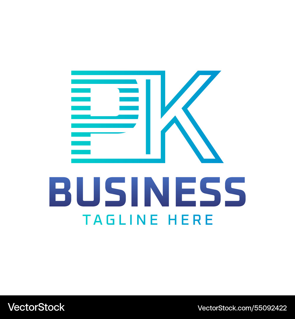 Pk logo design sleek modern letter Royalty Free Vector Image
