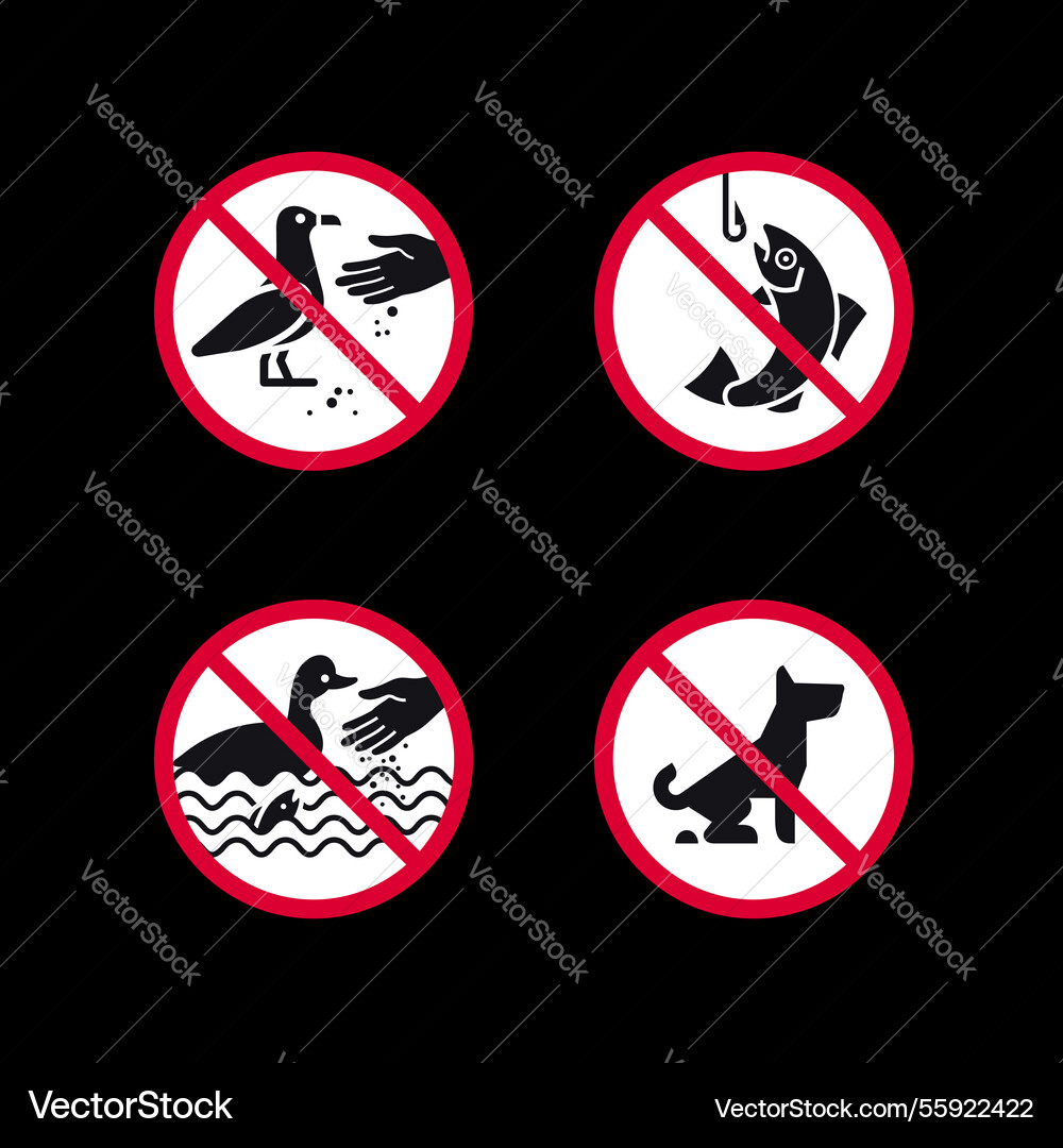 Prohibited sign forbidden round stickers set icons