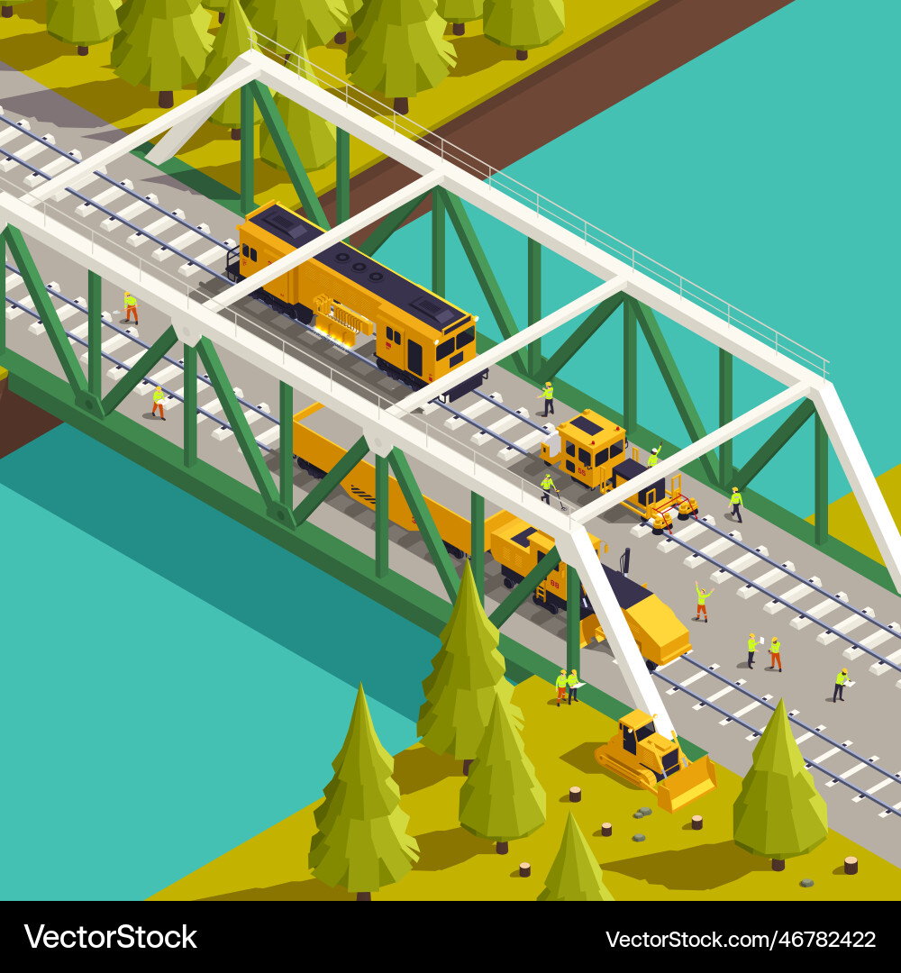 Railroad bridge construction composition Vector Image