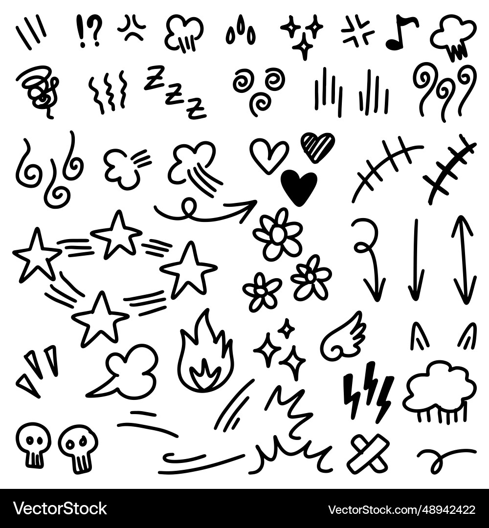 Set of hand drawn doodle expression sign Vector Image