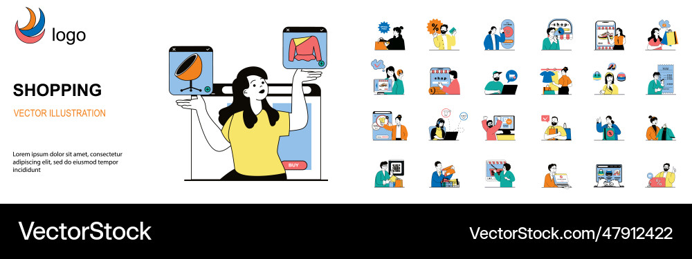 Shopping Characters - Purchase Scenes Royalty Free Vector