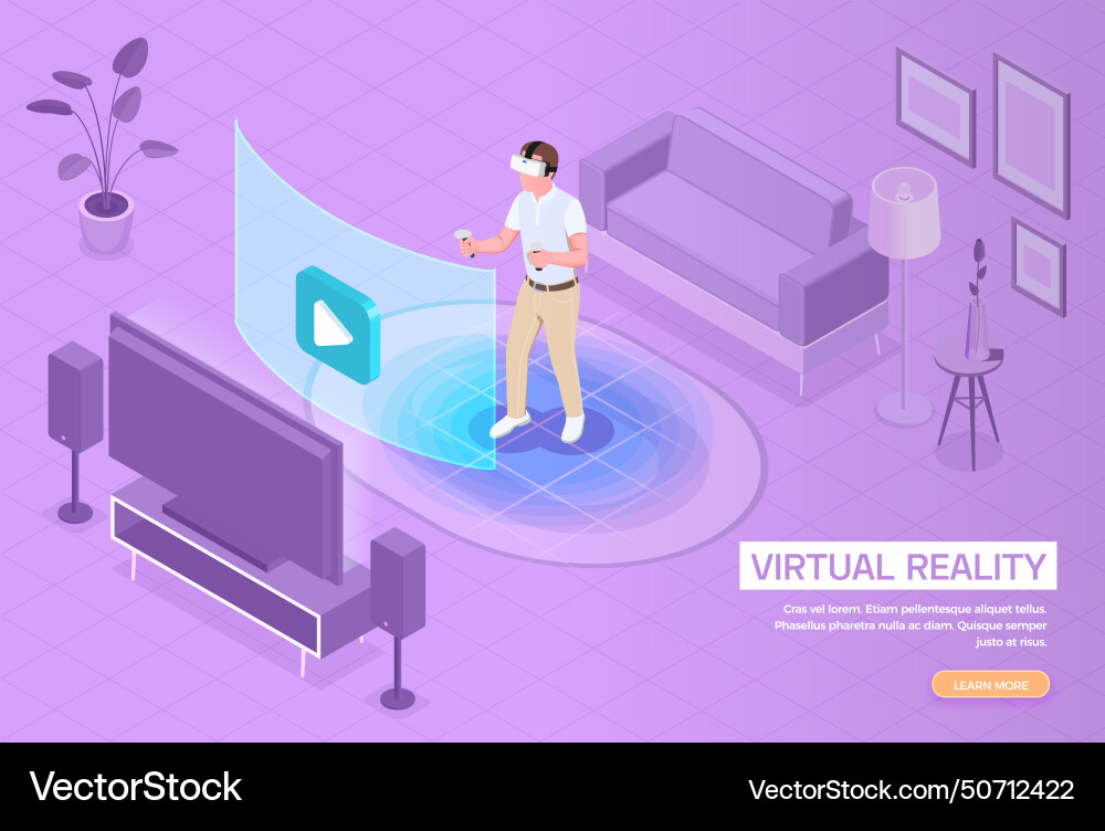 Virtual reality isometric composition Royalty Free Vector