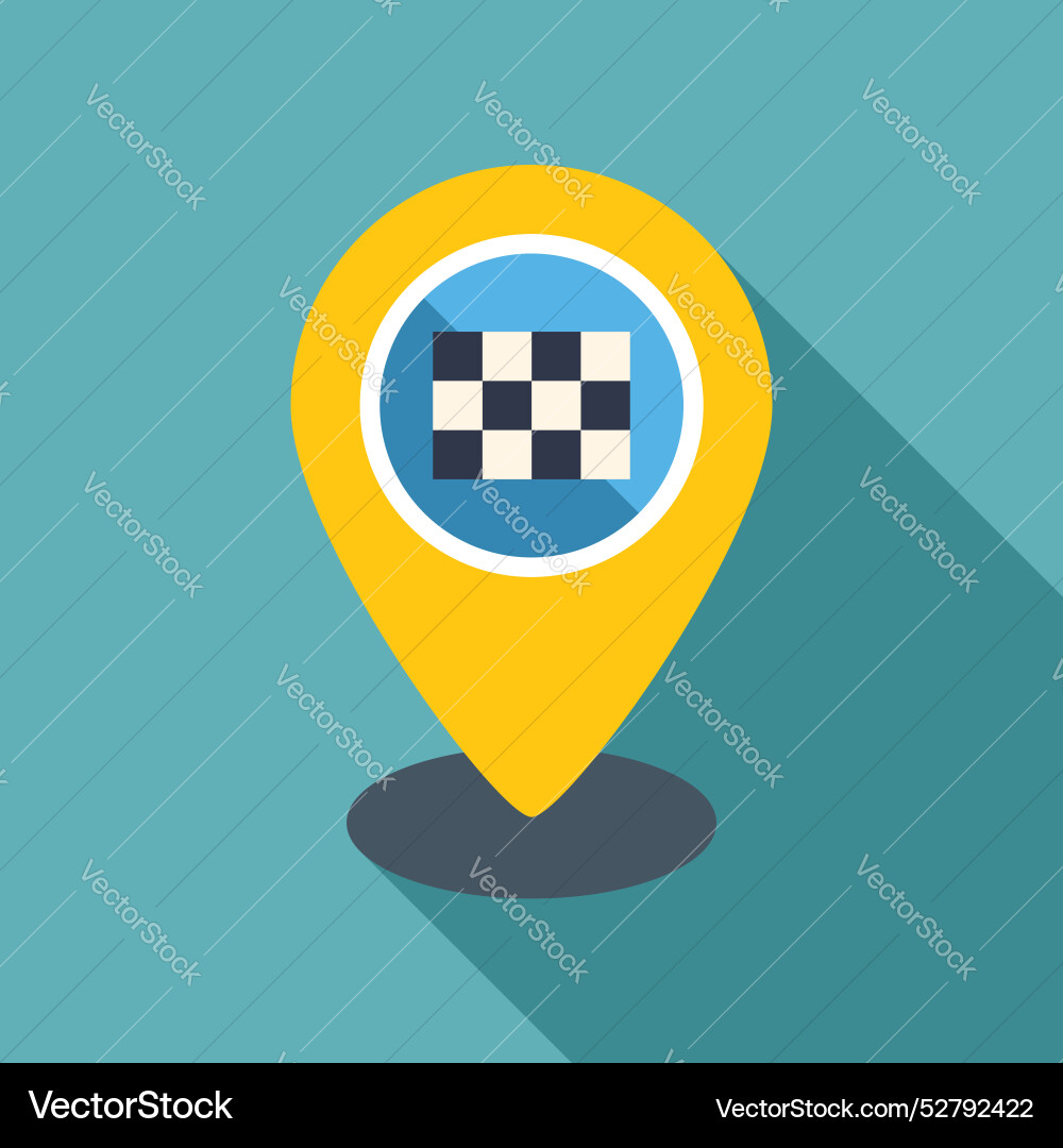 Yellow gps pin pointing finish flag location Vector Image