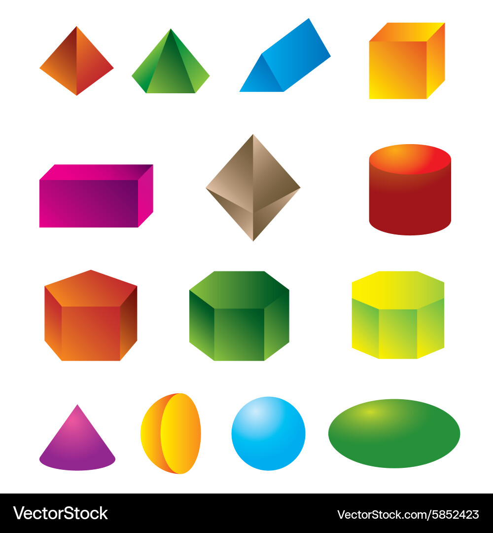 3d geometric shapes Royalty Free Vector Image - VectorStock