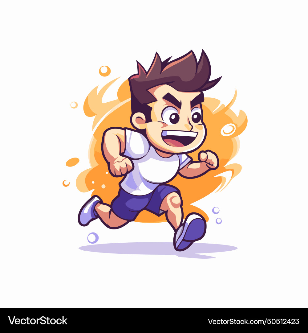 Cartoon man running fast isolated on white Vector Image