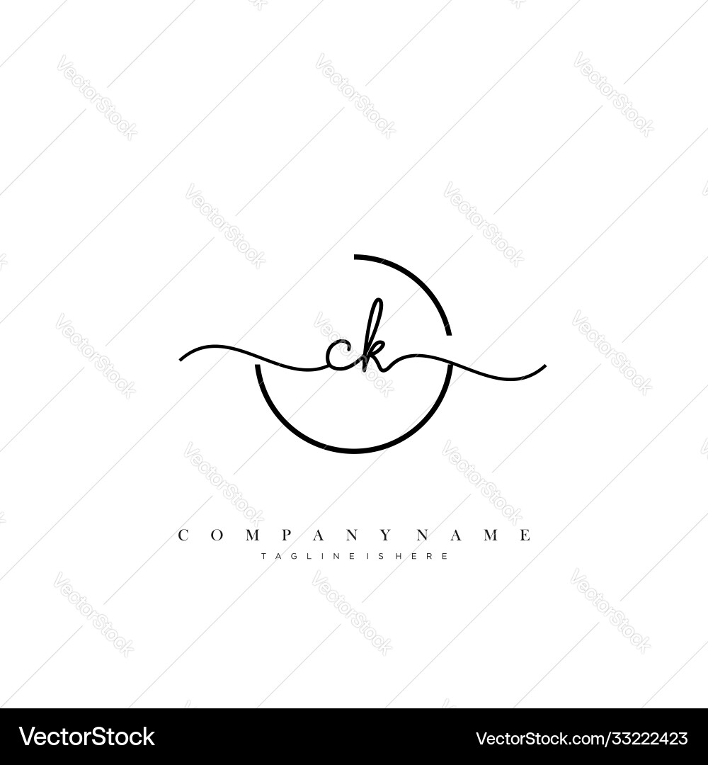 Ck initial handwriting minimalist geometric logo Vector Image