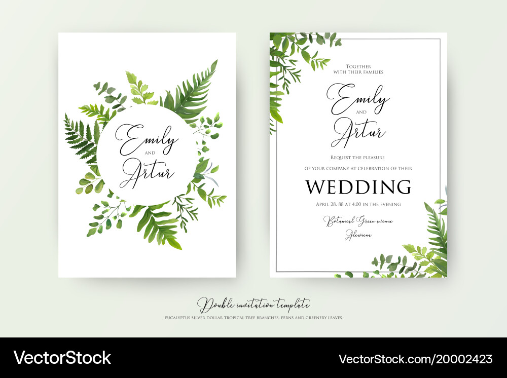 Elegant Floral Wedding Invitation Royalty Free Vector Image
