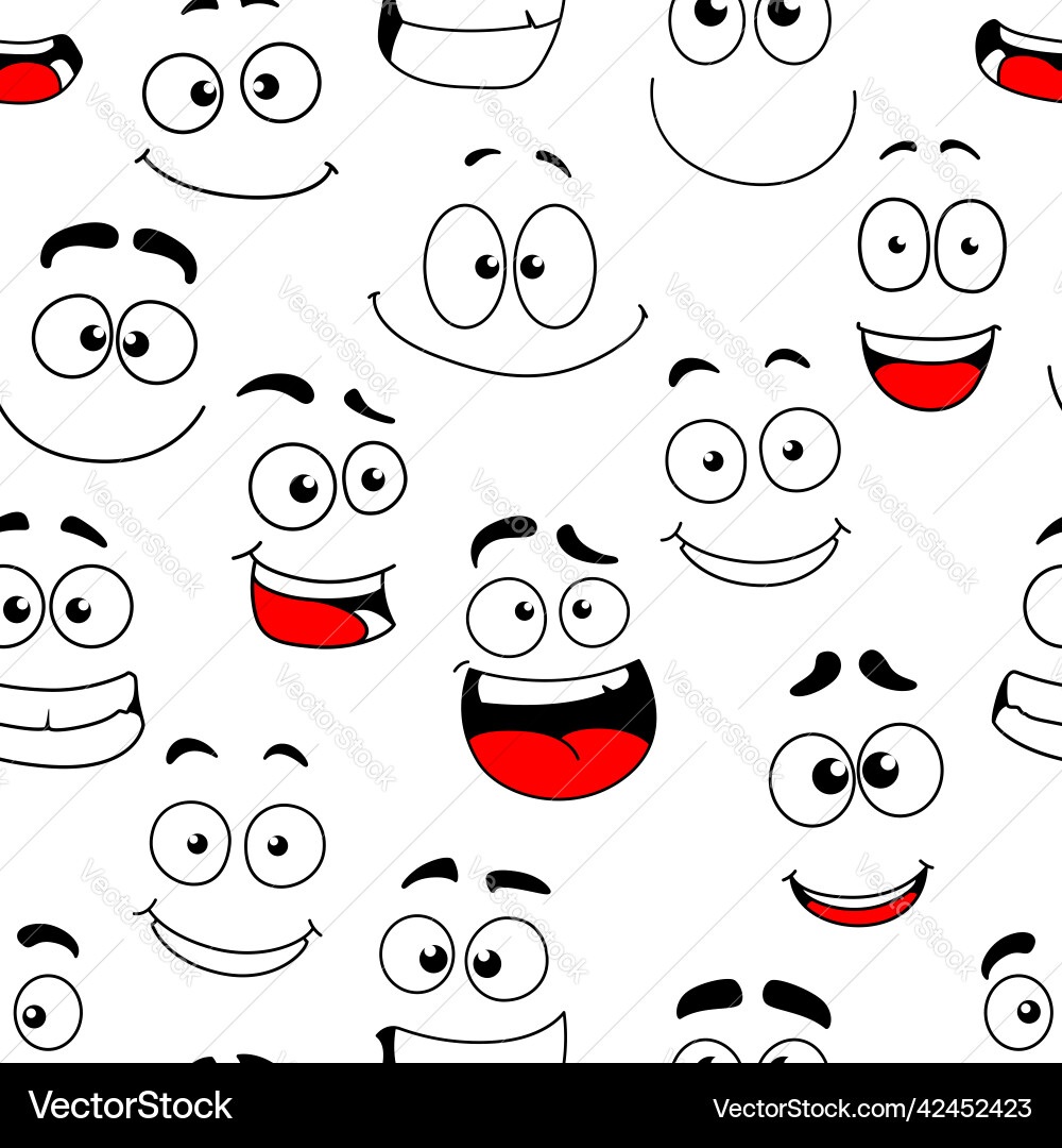 Funny Smiling Faces Pattern Royalty Free Vector Image