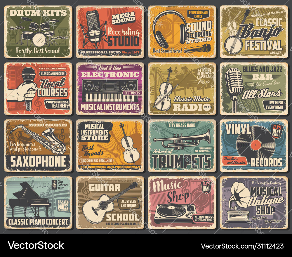 Music Shop & Concert Poster Royalty Free Vector Image