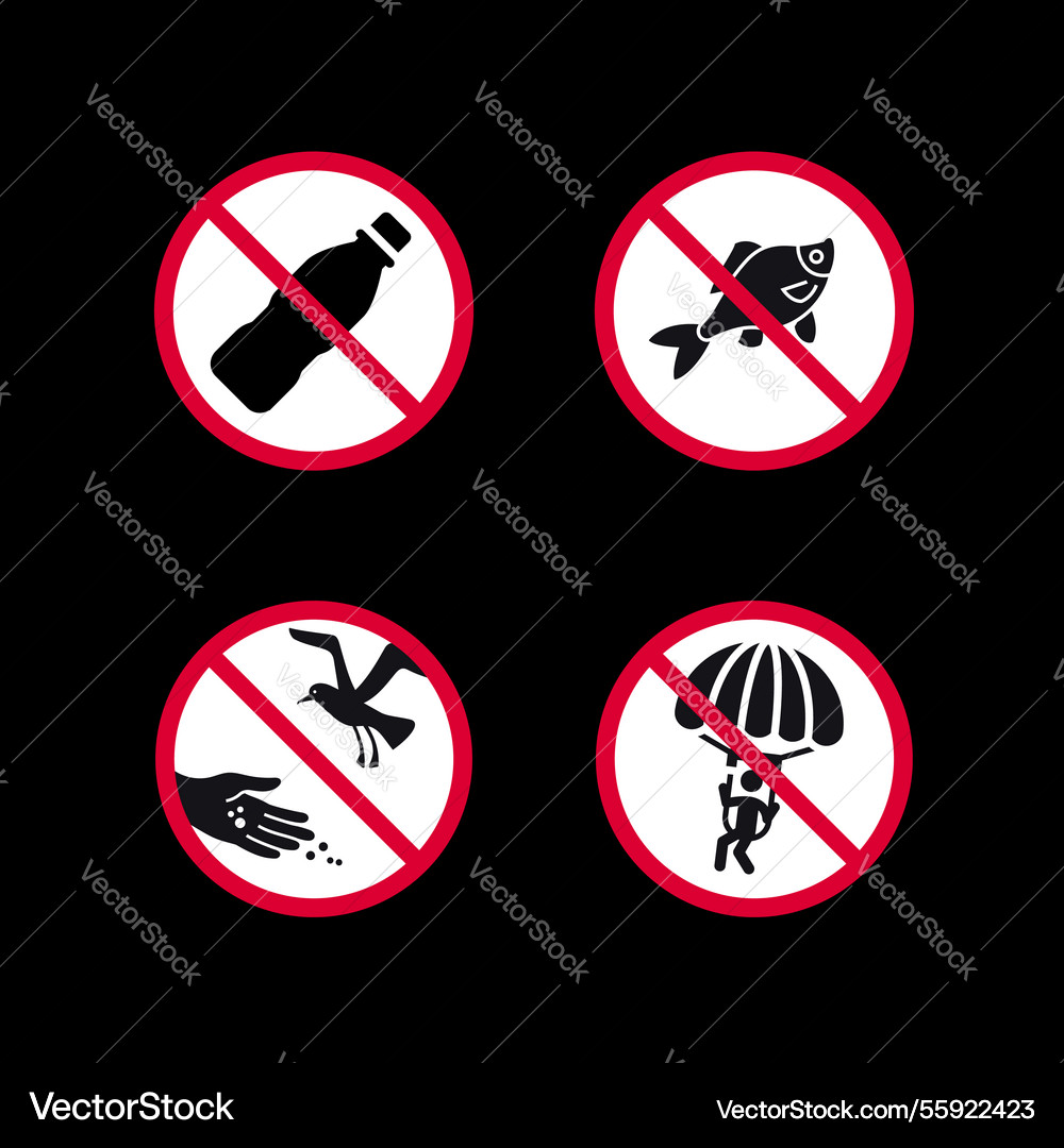 Prohibited sign forbidden round stickers set icons