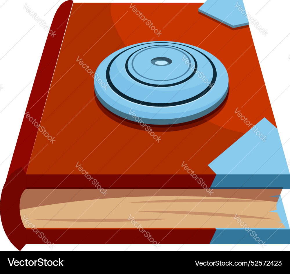 Red book closed with round blue lock keeping Vector Image