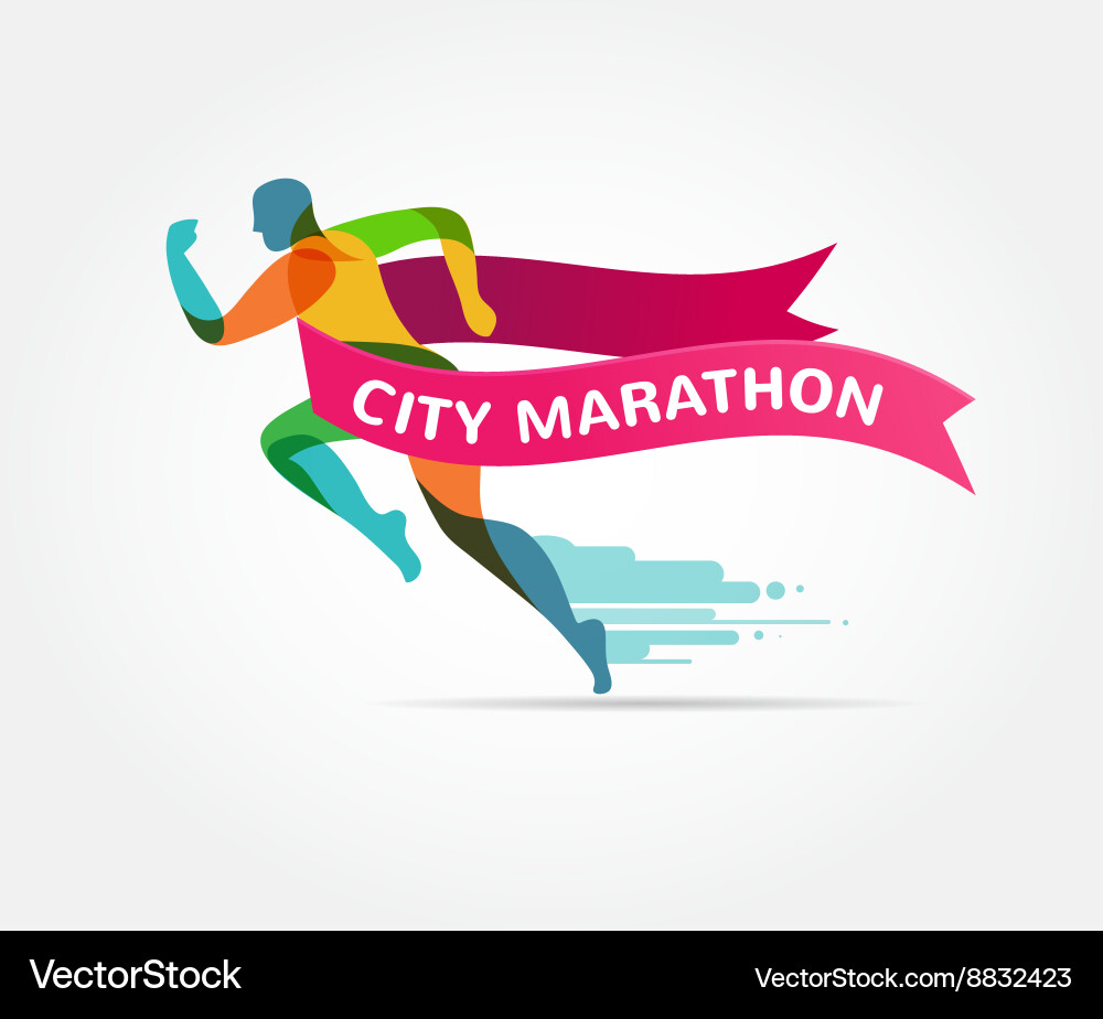 Running marathon icon and symbol with number Vector Image