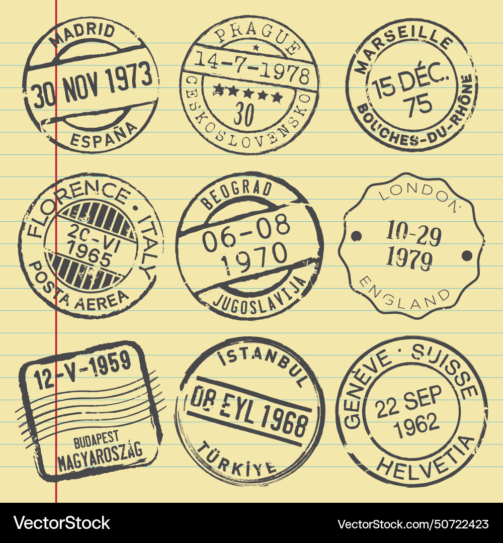 Set of post stamps Royalty Free Vector Image - VectorStock