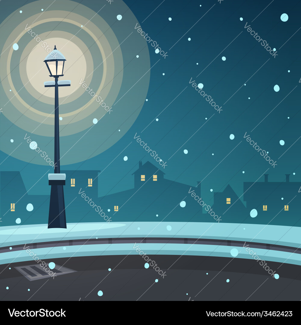 Snowy City Streetscape Royalty Free Vector Image