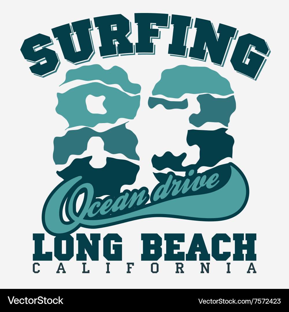Surfing t-shirt graphic design Royalty Free Vector Image