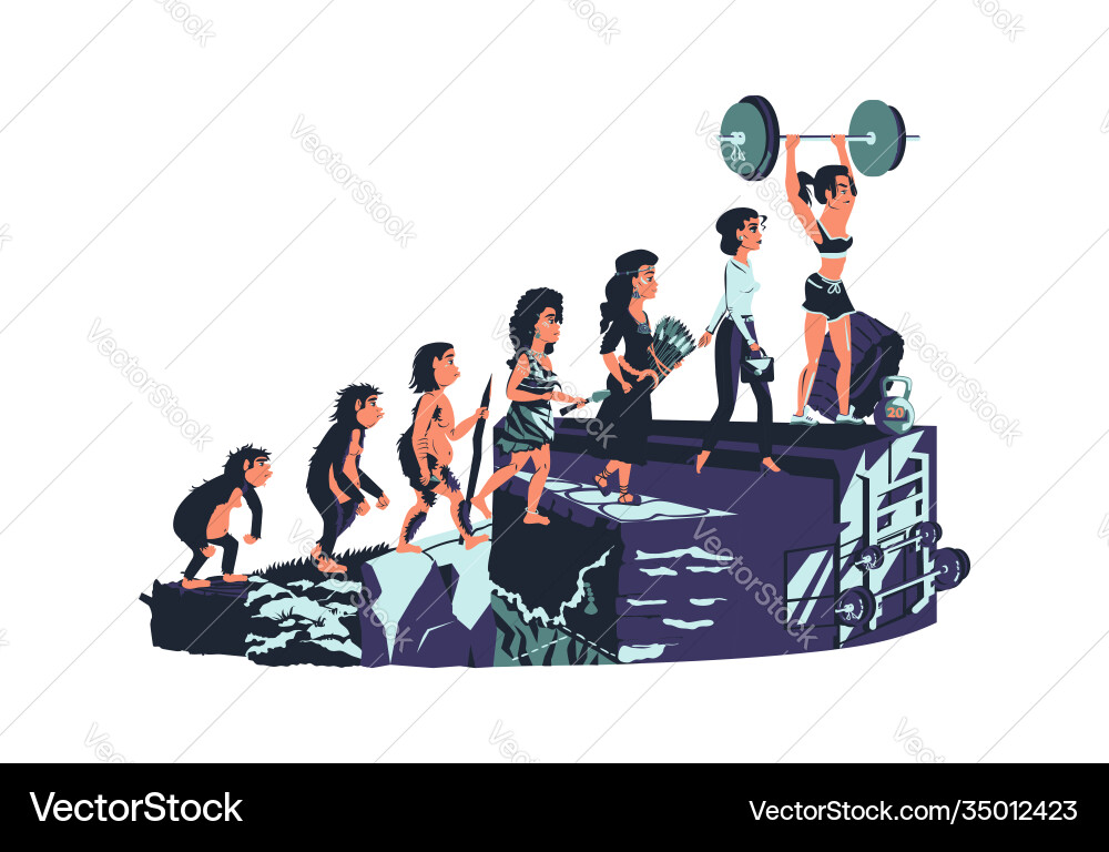 Woman evolution time line cartoon isolated Vector Image
