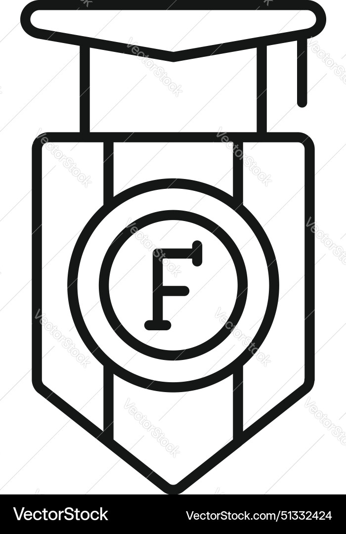 Academic f grade symbol emblem Royalty Free Vector Image