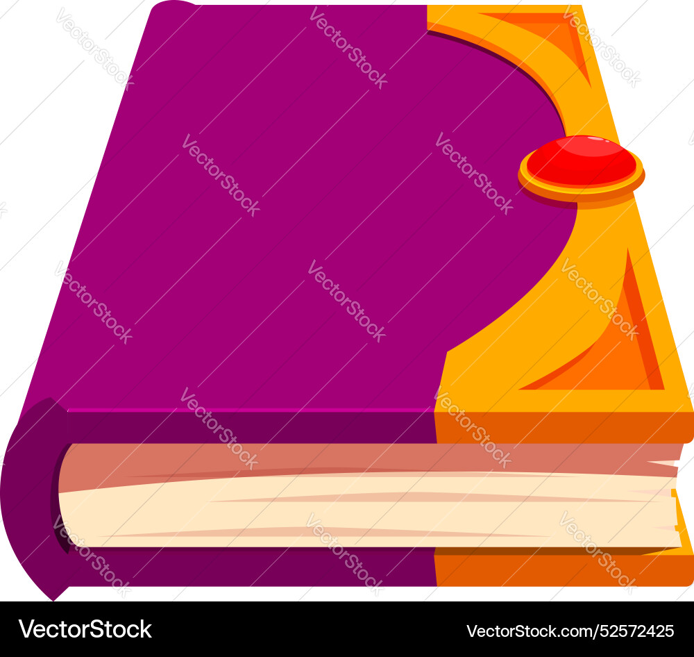 Ancient purple book with golden clasp lying closed