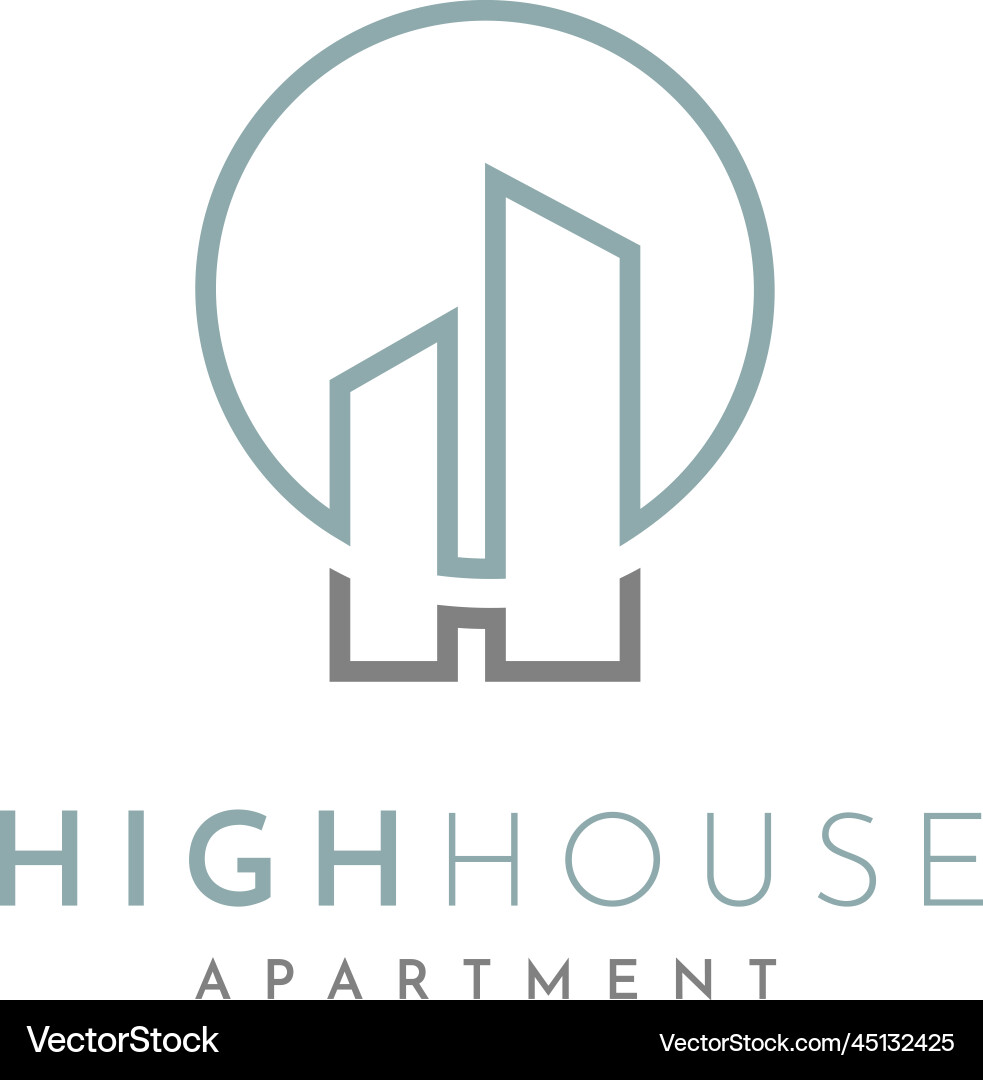Apartment initial h high house home hotel logo Vector Image