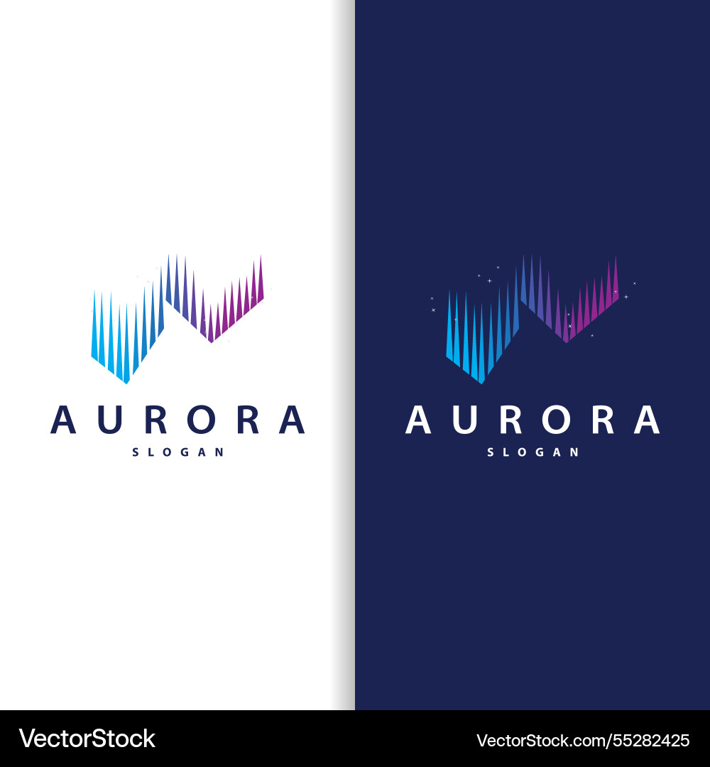 Aurora light wave sky view logo simple abstract Vector Image