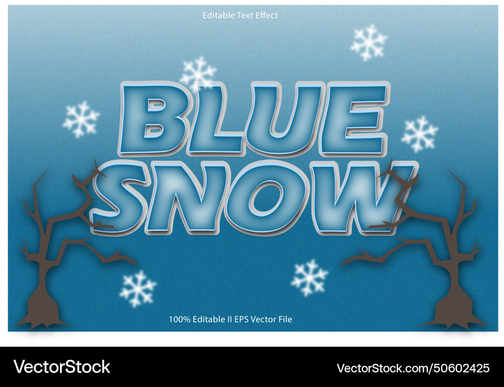 Blue snow editable text effect 3d emboss style Vector Image