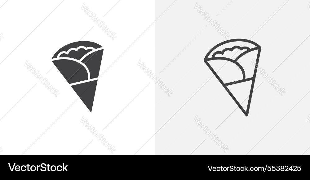 Crepe icons in black fill and liner versions Vector Image